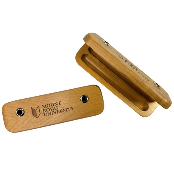 MRU Chevron Maple Double Pen Box with Pen Rings (Pens sold separately) | Cougars Campus Store